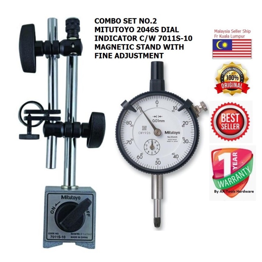 Mitutoyo Dial Indicator 2046A Lug Back 10mm With Magnetic Stand | Shopee Malaysia