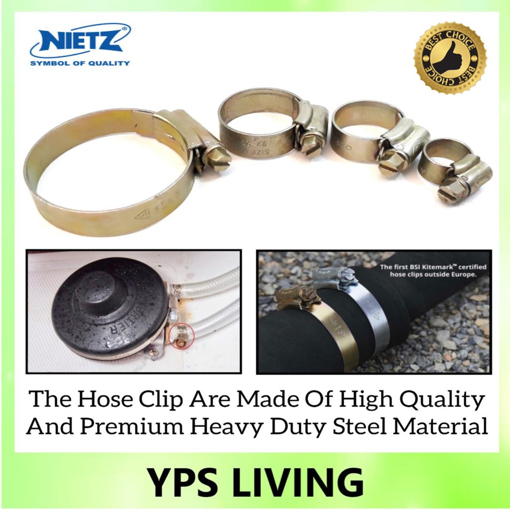 NIETZ HOSE CLIP / PIPE CLIP / Drive Hose Clamp Adjustable Fuel Line ...