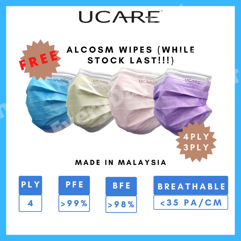 UCARE 4 Ply 3 Ply Kids Surgical Face Mask (50 Pcs/no Box) 儿童一次性四层口罩 ...