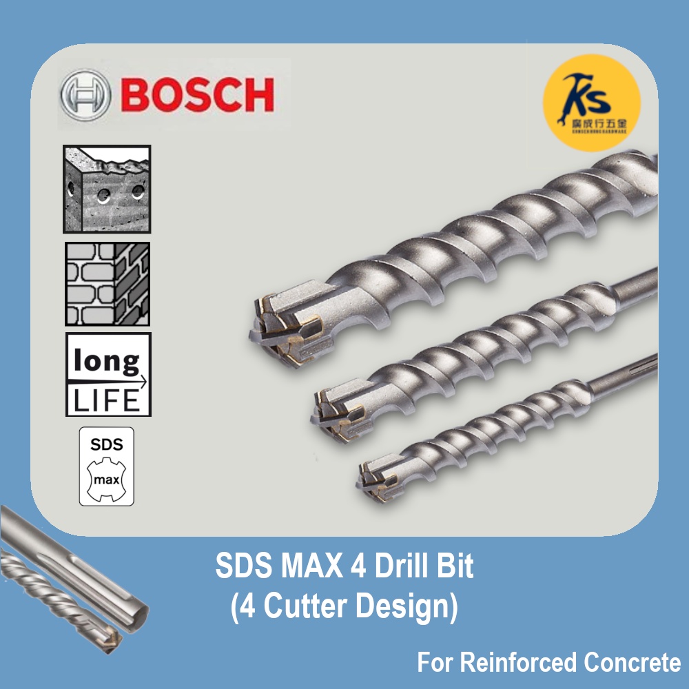 BOSCH SDS Max 4 (4 Cutter Design) Drill Bit | Shopee Malaysia
