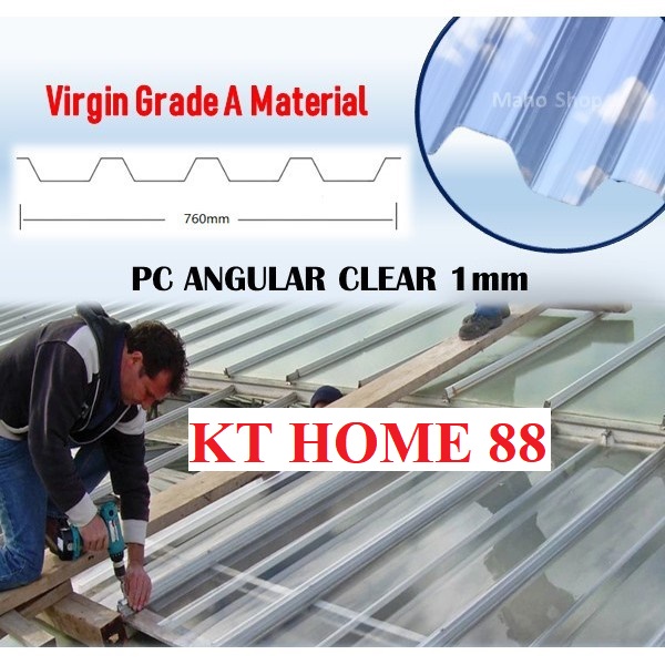 Angular Polycarbonate Transparent Roof Sheet / Atap Cerah Lutsinar 1mm ...