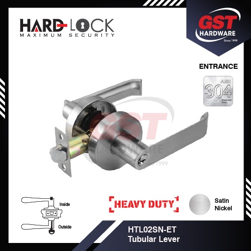 Hard Lock HTL02 Stainless Steel 6 Pins Heavy Duty Tubular Lever Door ...