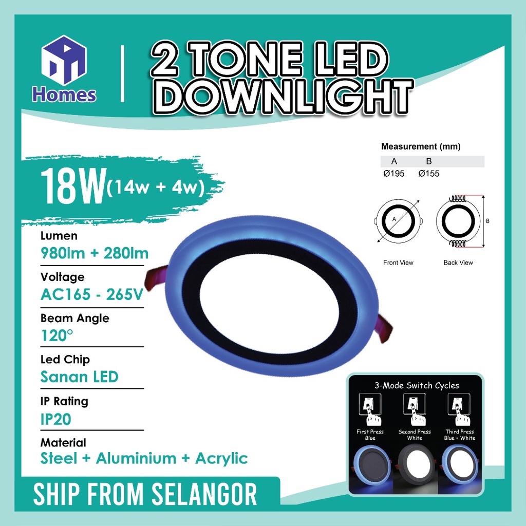 Downlight 2 Tone 3 Modes LED Downlight 4" 12W | 6" 18W LED Recessed ...