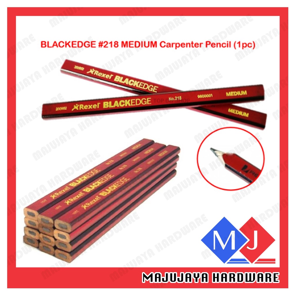 BLACKEDGE #218 Medium England Carpenter Pencil Pensil Tukang Kayu ...
