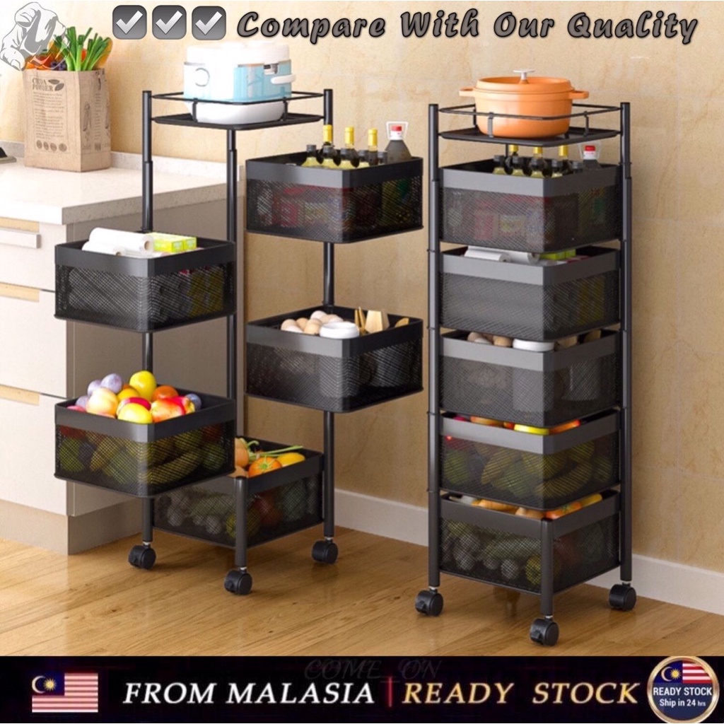 COME_ON_MY Rotating Rack Rak Dapur Stainless Steel Storage Rak Kitchen ...