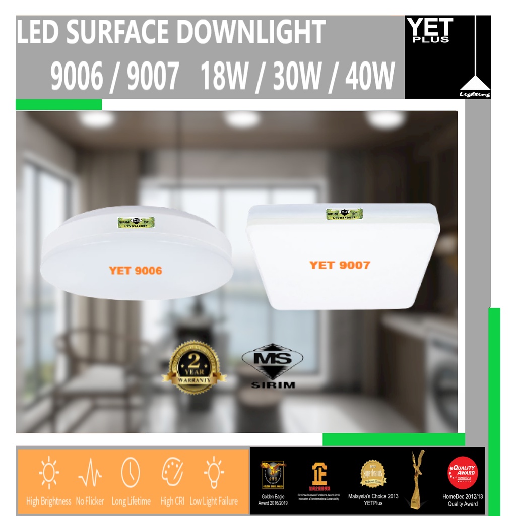 YETplus YET9006 YET9007 18W 30W 40W Surface Downlight LED Lampur Bilik ...