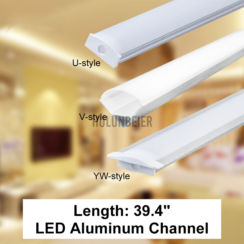 100cm U/V/YW Shape Aluminum LED Channel Track Holder 1.8cm Wide Modern ...