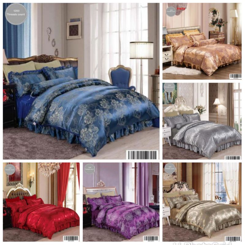 [ HOT SELLING ] Cadar Pengantin Corak 8-in-1 With Comforter Silk Cotton ...