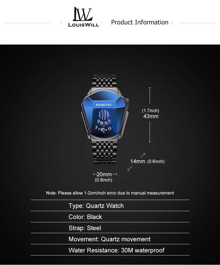 LouisWill Men Concept Watches Men's Fashion Watch Trend Locomotive ...