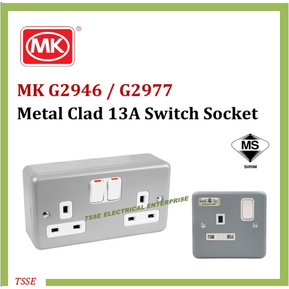 MK G2946 / G2977 Metal Clad 13A Switch Socket (SIRIM) | Shopee Malaysia