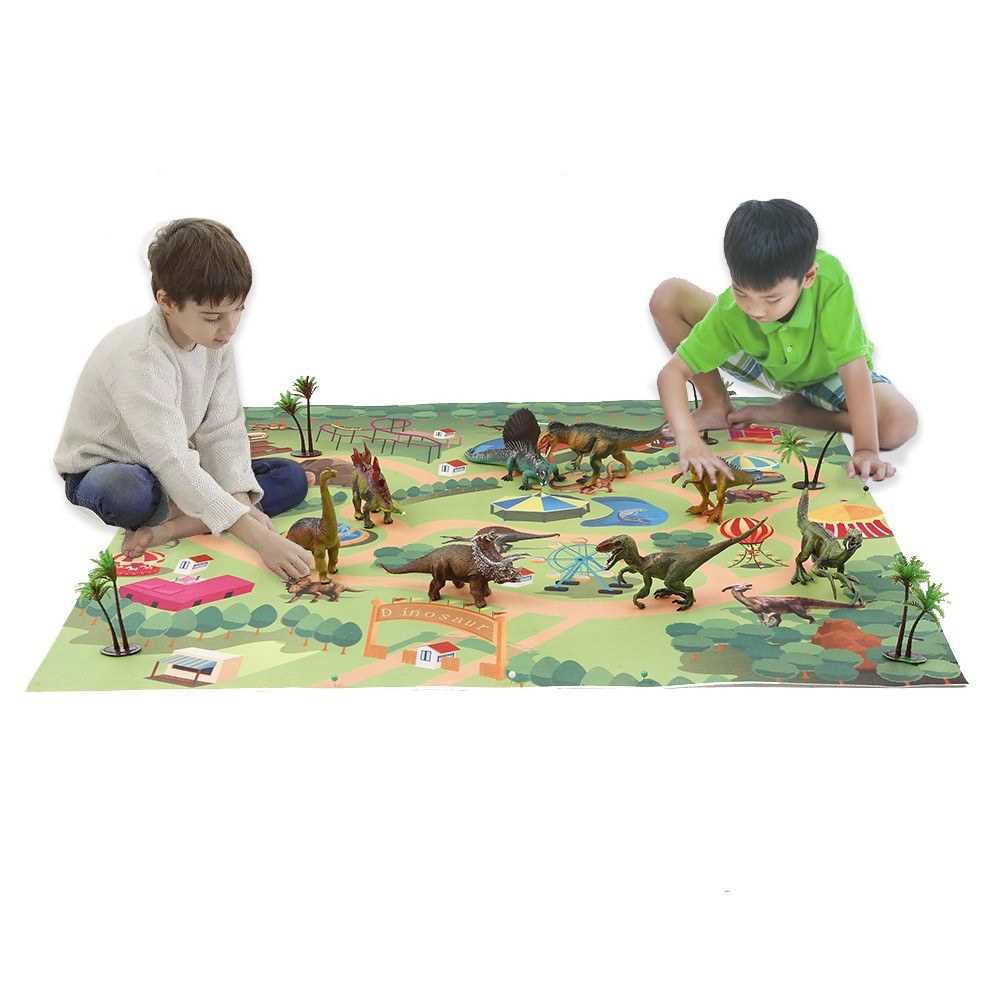 Dinosaur Toy Action Figure Dino Park Play Mat Trees Realistic Dinosaur ...