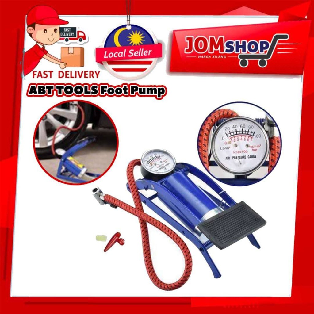 2X FASTER! Portable High Pressure Heavy Duty Foot Pump Bicycle, Motor ...