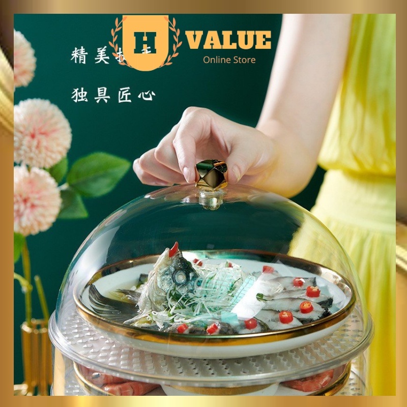 5 Tier Clear Transparent Food Cover Food Storage Cake Snack Cover Drain ...