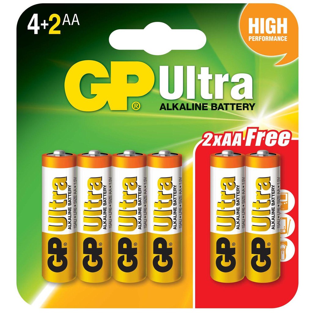 Gp Ultra Alkaline Battery AA 4's+2's HTM Pharmacy | Shopee Malaysia