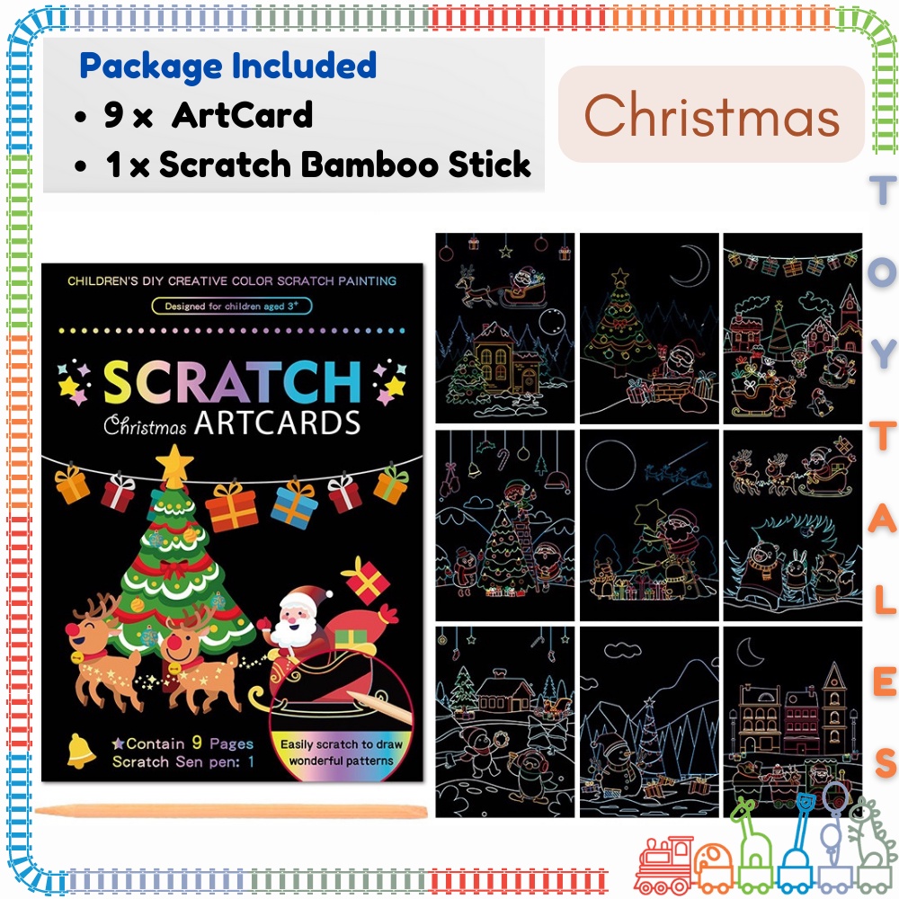 Kids Scratch Art Cards [9pcs per Set] Montessori Craft Child Colouring ...