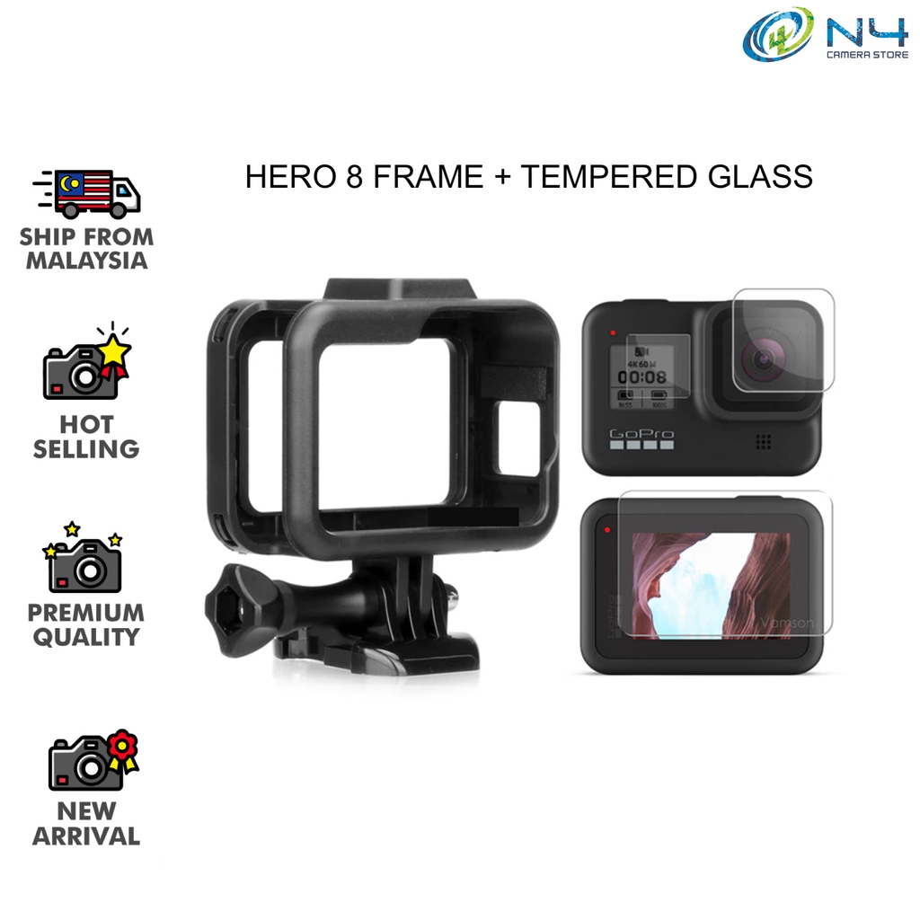 GoPro Hero 9 Hero / 8 Black Frame Case Border Protective Cover Tempered ...