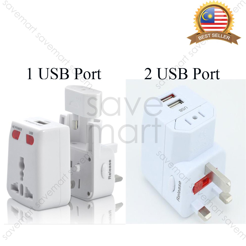 Universal World Travel Plugs Adapter USB Power Port Indicator LED/Plug ...