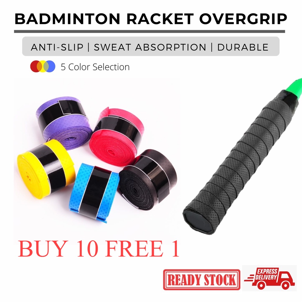 🎁 BUY 10 FREE 1 ROLL 🎁 Badminton Anti Slip Racket Overgrip Tennis ...