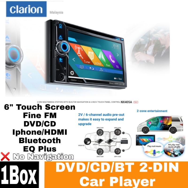 Clarion Original New DVD CD FM Bluetooth 2Din touch screen Car Player ...