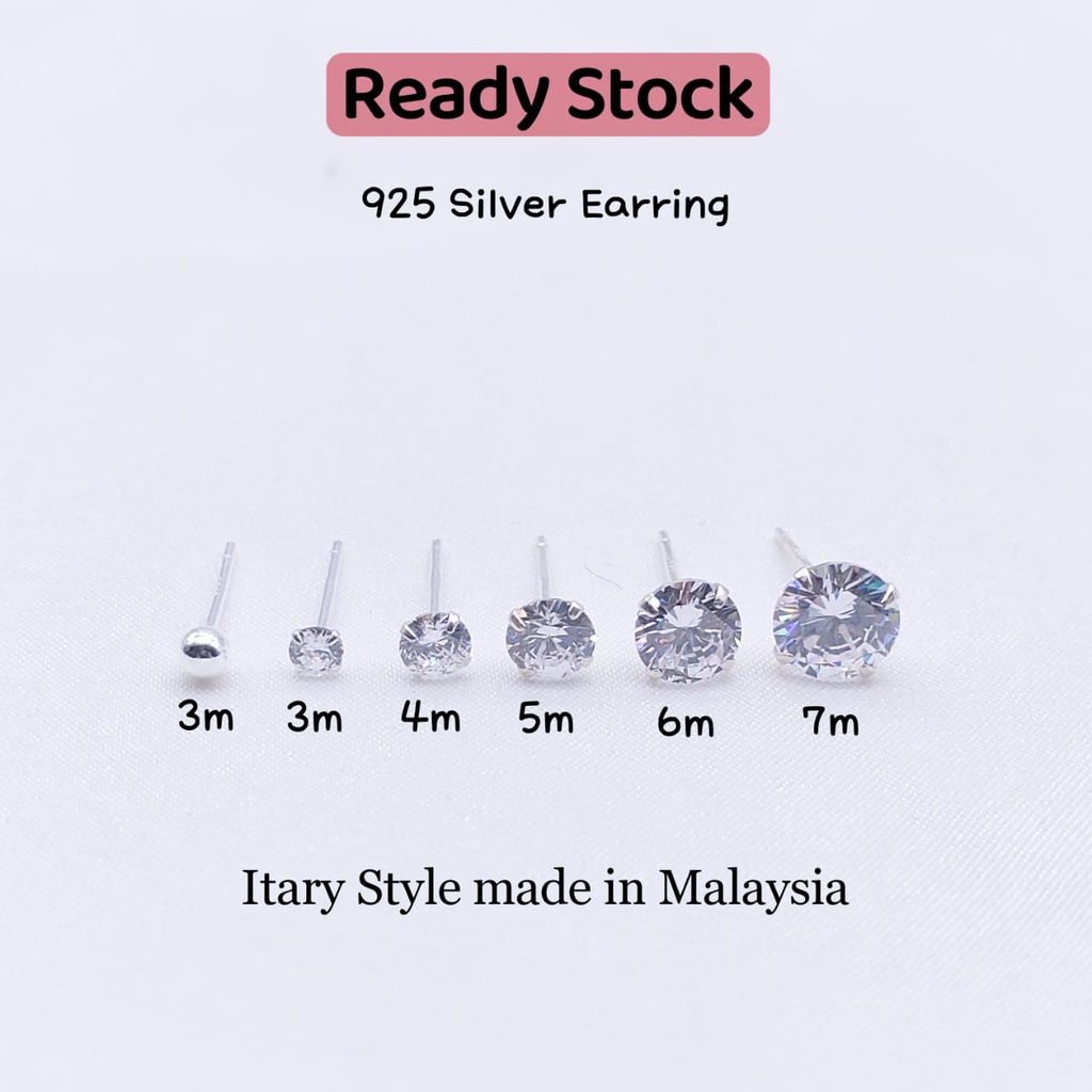 💥READY STOCK original 100% s925 pure silver synthetic diamond circle shape jewwlry earrings ...