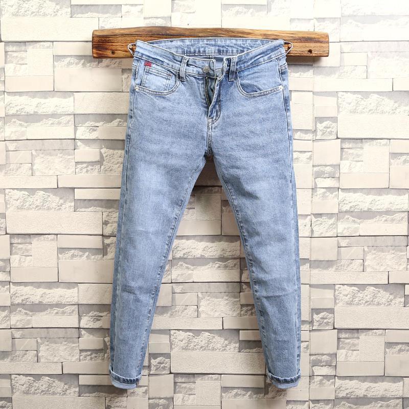 Spring and summer new products light blue nine-point jeans men s trendy ...