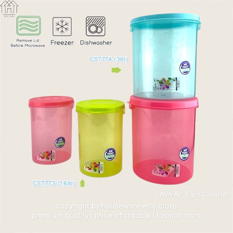 LAVA Air Tight Canister Multipurpose Food Storage Container Tupperware / Bekas Biskut Kuih Raya ...