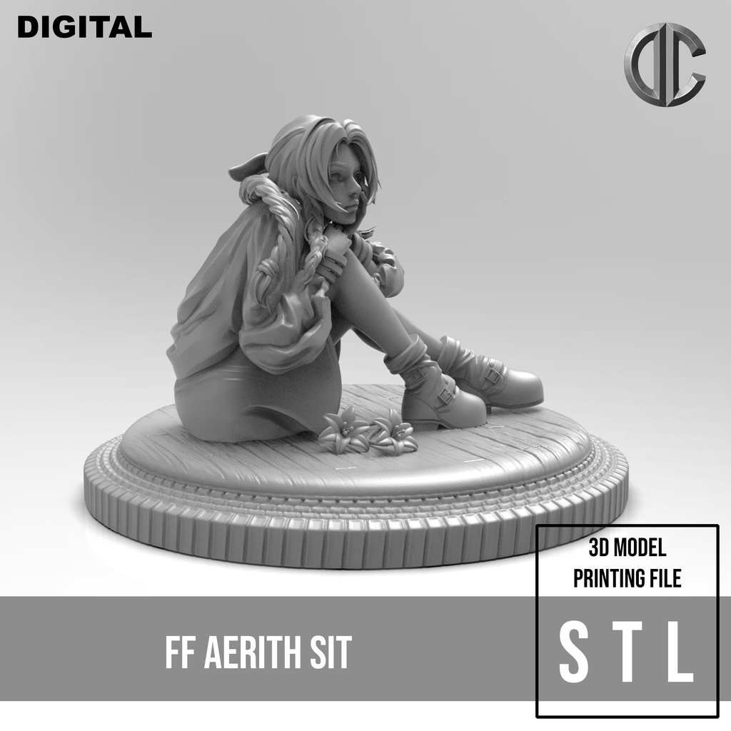A224 - Games character design, FF female with flower, STL 3D model ...