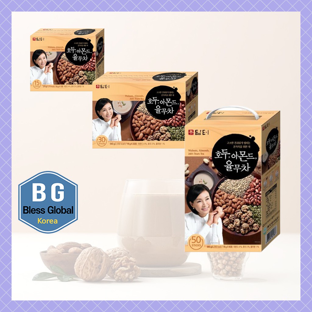 Korean Healthy Tea DAMTUH Walnut Almond Adlay Tea (Job's Tears Tea) 18g ...