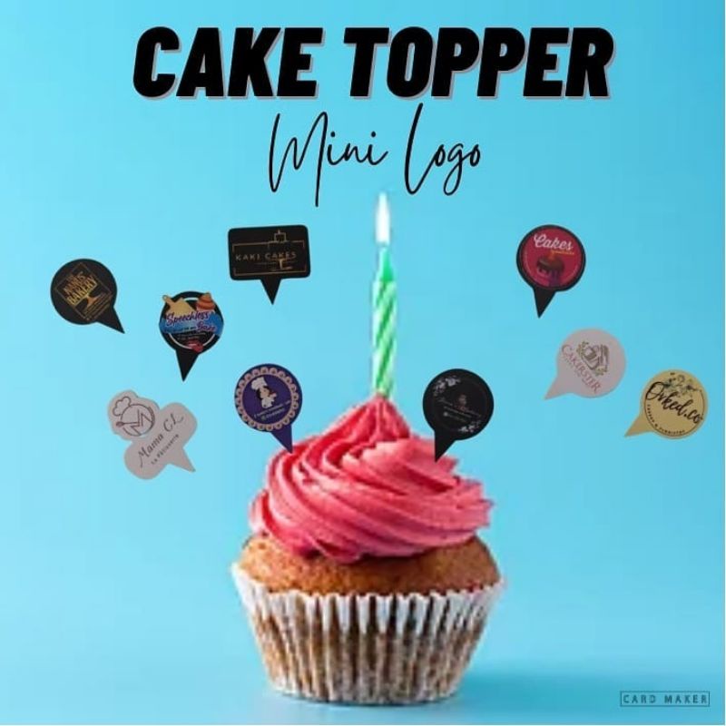 Mini Cake Topper Logo 100 pcs WATERPROOF CUT SHAPE | Shopee Malaysia
