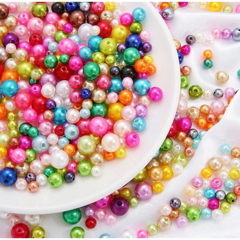 (Ready Stock) 6mm 8mm Mix Faux Pearl Beads Acrylic Bead Handicraft ...