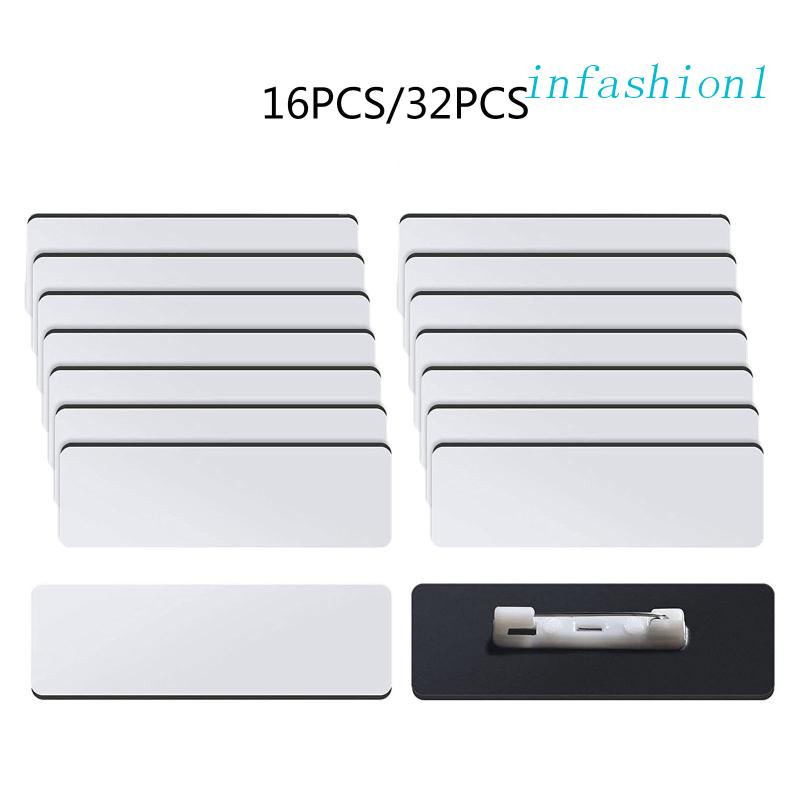 INF 16Pcs/32Pcs Sublimation Blank Name Tag Sublimation White Badges Pin ...