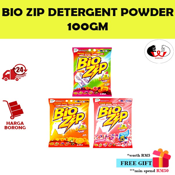 Bio Zip Detergent Powder/Serbuk Pencuci Baju [100GM] - Colour/Oren ...