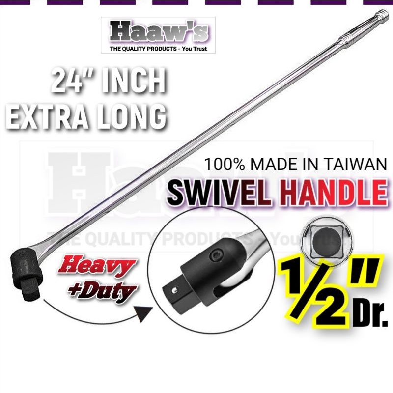 24" INCH EXTRA LONG SWIVEL HANDLE 1/2"Dr. 100% MADE IN TAIWAN FLEXIBLE ...