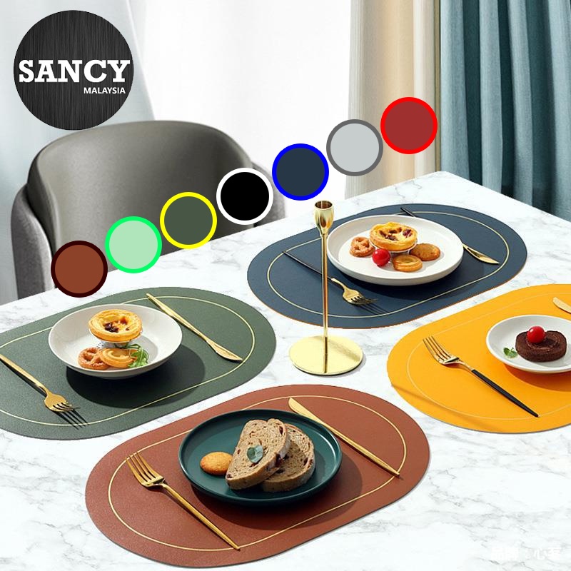 SANCY Leather Oil Resistant Anti Slip Table Mat Dinner Plate Cover Bowl ...