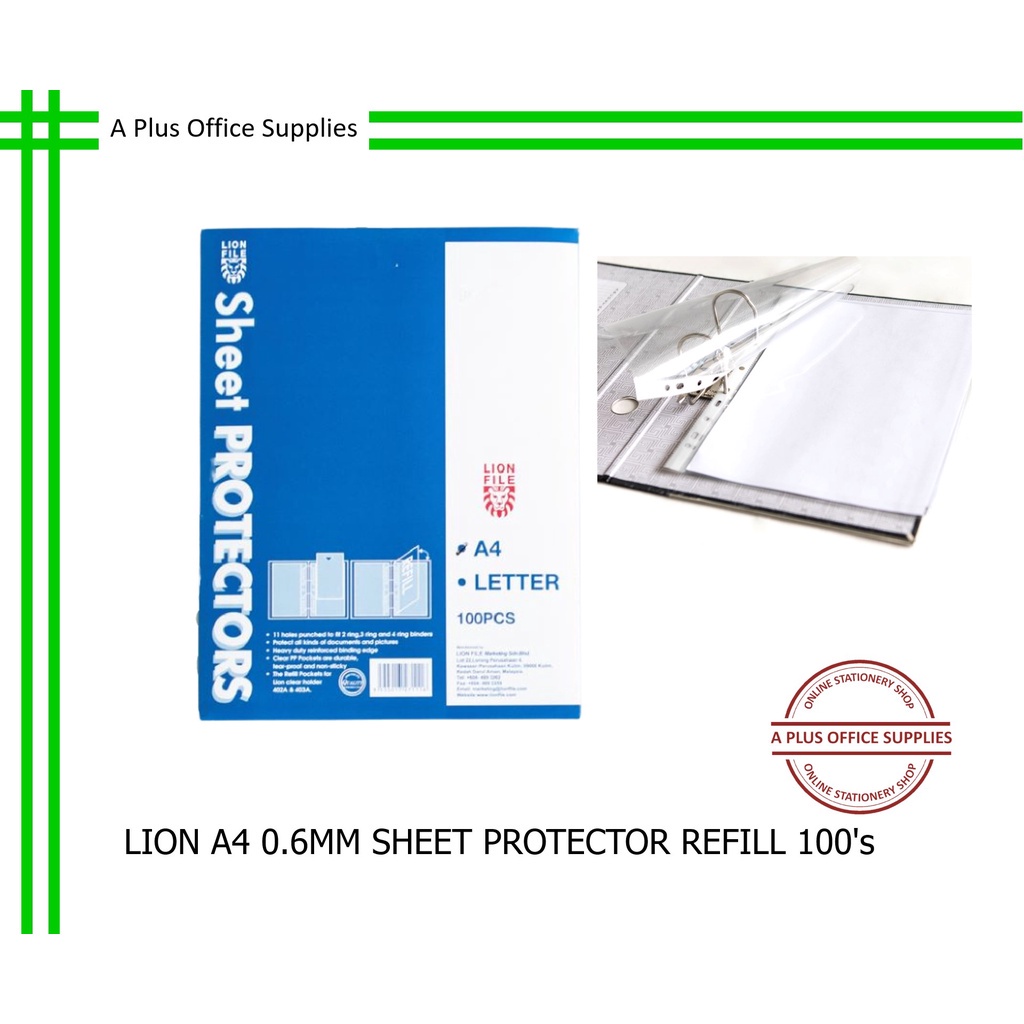 LION A4 Sheet Protector Refill 0.6mm - 100pcs/box | Shopee Malaysia