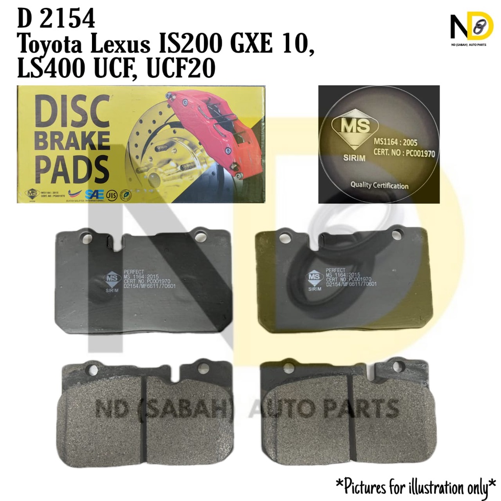 TOYOTA LEXUS IS200 GXE10 / LS400 UCF20 D2154 FRONT BRAKE PAD | Shopee ...