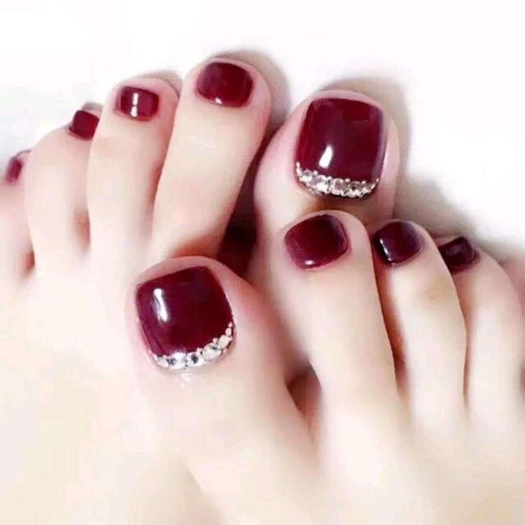 【Free Glue】24pcs Fashion Foot Fake Nails F011 | Shopee Malaysia