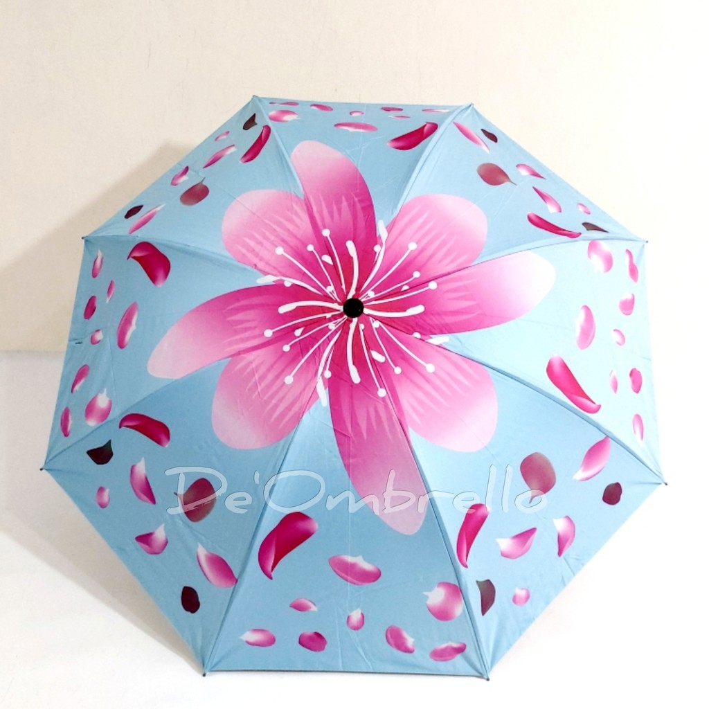 (453) Fancy Lpt 4 Umbrella with Cherry Blossom Motif in Black, Anti-UV ...