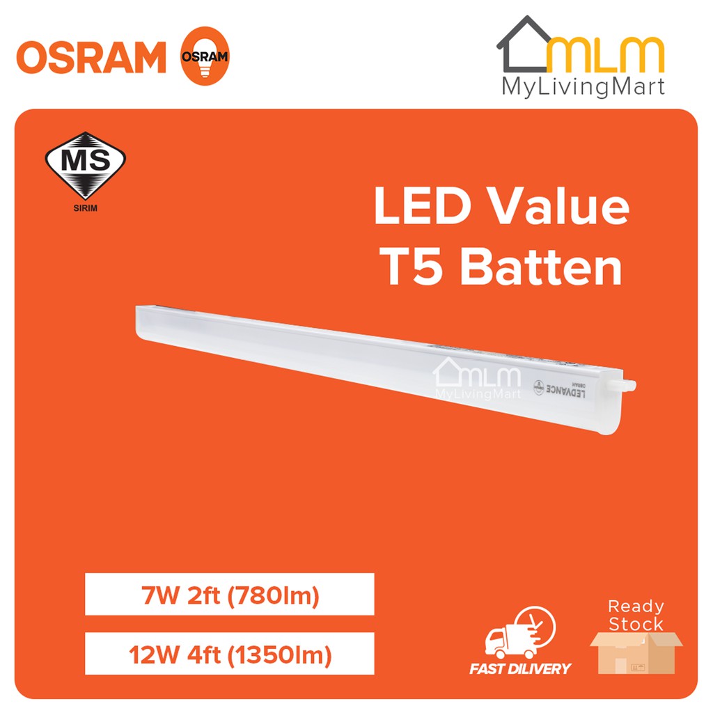 OSRAM LEDVANCE 2FT 4FT 7W 12W LED LEDVALUE T5 BATTEN 1PCS | Shopee Malaysia