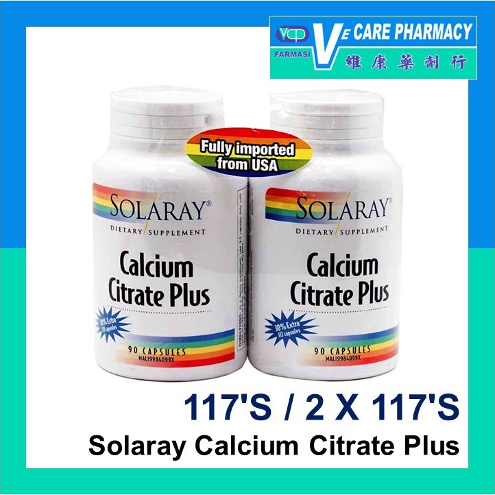Solaray Calcium Citrate Plus 117's / 2 X 117's (Exp: 07/2025) | Shopee ...