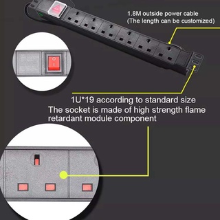 13A Server Rack Extension Socket 8 Way Power Distribution Unit Rackmount PDU 6 Output Socket ...