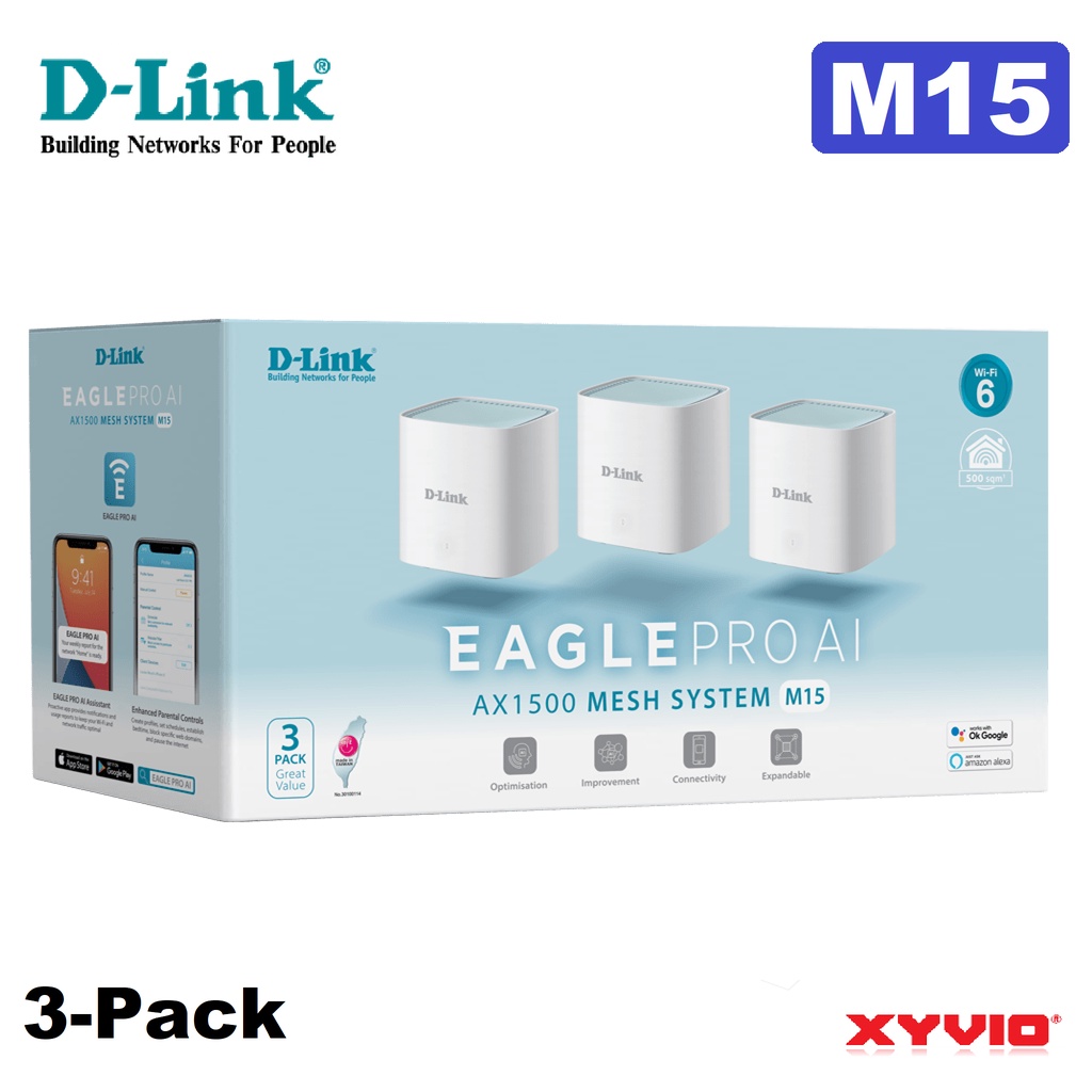 D-LINK M15 (2-Pack) | M15 (3-Pack ) Eagle Pro AI AX1500 Smart Wireless ...