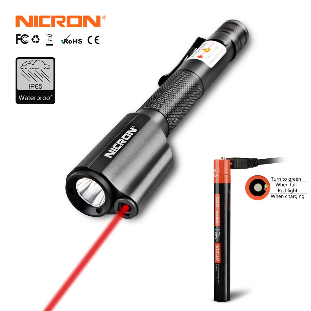 NICRON LED Flashlight B24 Mini Torchlight Laser light For Guide Use ...