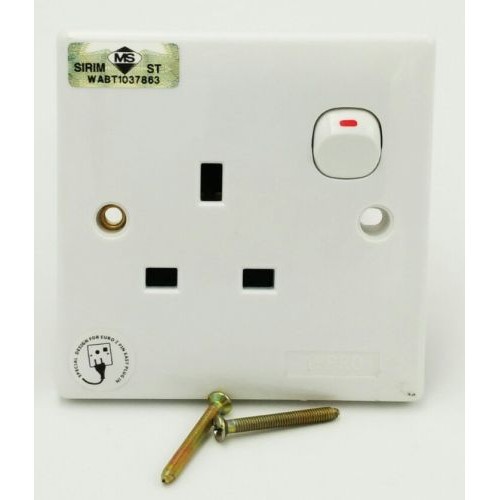 13A 1 Gang 3 Pin Switch Socket Outlet With Sirim | Shopee Malaysia
