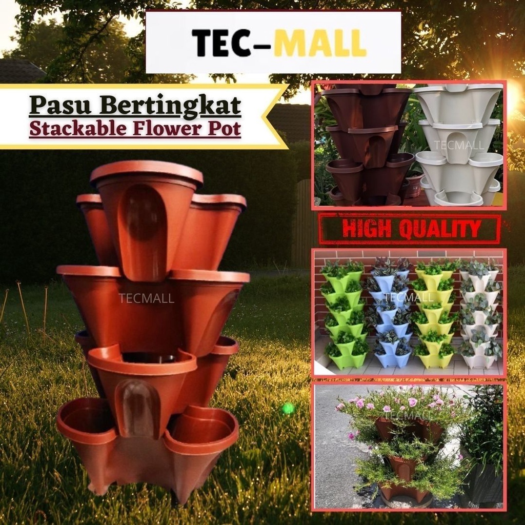 Stackable Multi-level Vertical Planter Flower Pot 3 Planting Pockets ...