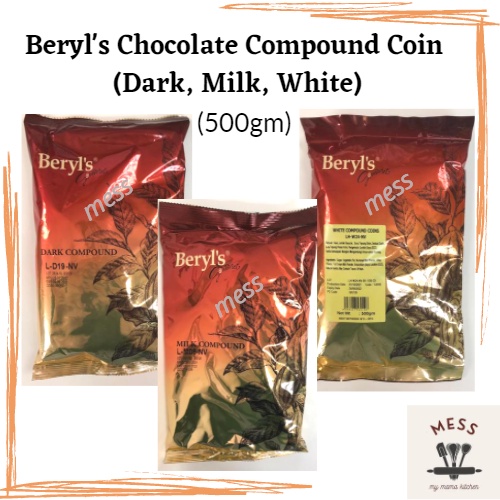 BERYL'S Chocolate Compound Coin (Dark / Milk / White) 500g (Non-return ...