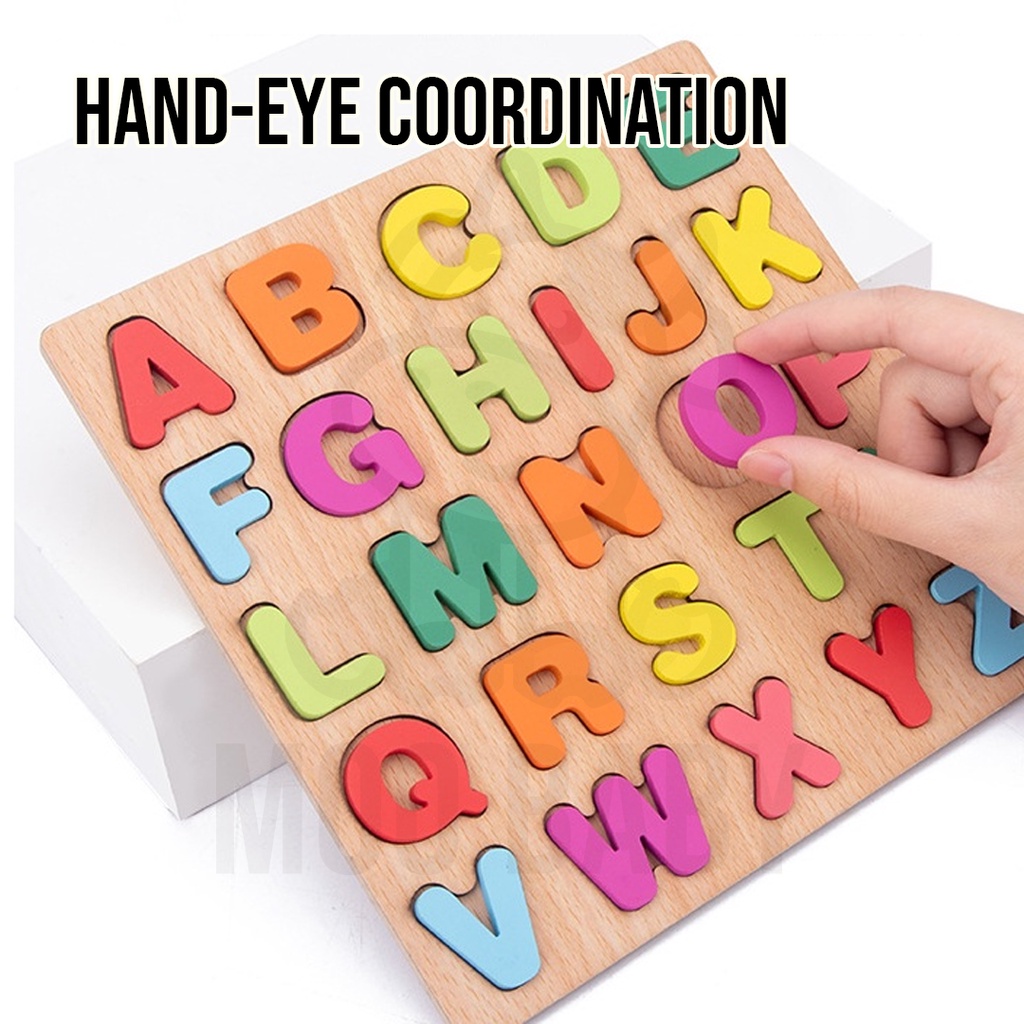 Moo Baby Puzzle ABC Puzzle 123 Number Puzzle Kayu Baby Toy Educational ...