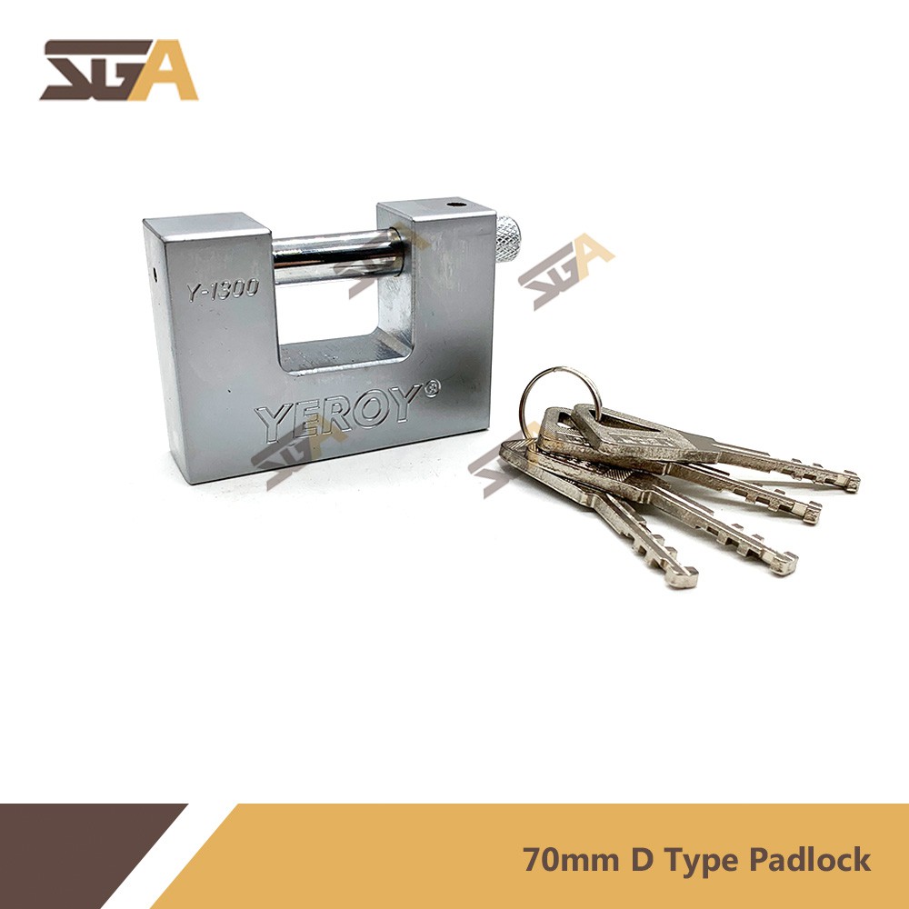 Yeroy (Italy) 70mm Anti-D Type Cut Shackle Pad Lock KUNCI Pintu Y-1300 ...