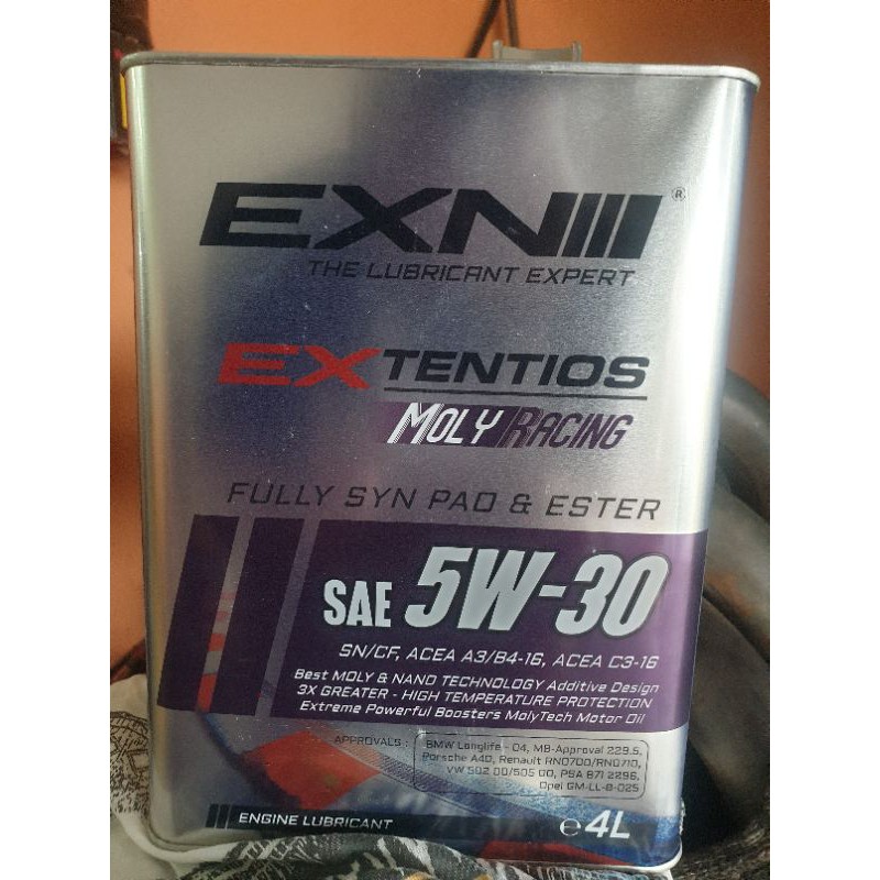 EXN Extentios SAE 5W30 – Molyracing Fully-Synthetic PAO&ESTER Engine ...