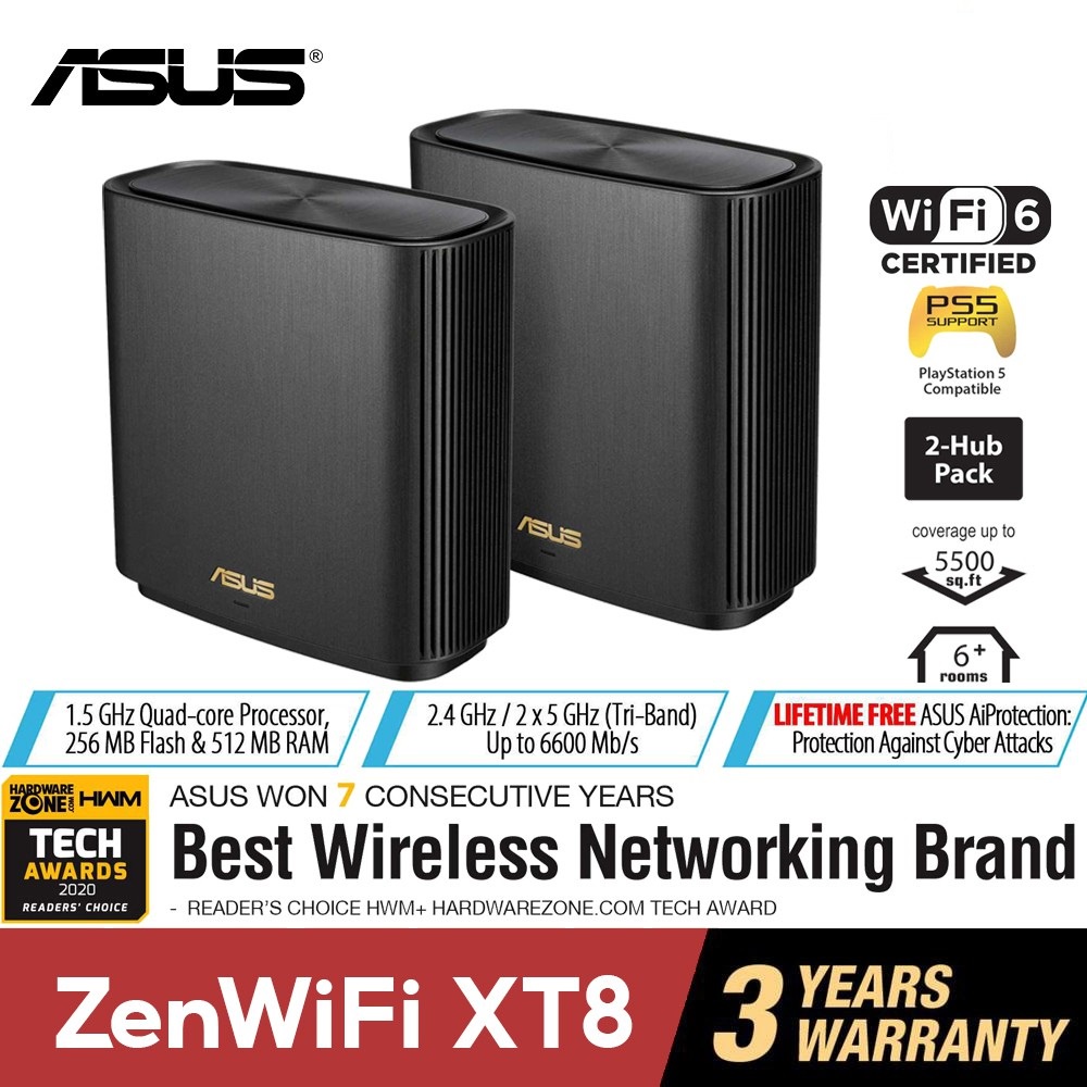 ASUS ZenWiFi XT8 AX6600 Tri-Band Wifi 6 802.11ax Router (2PACK ...